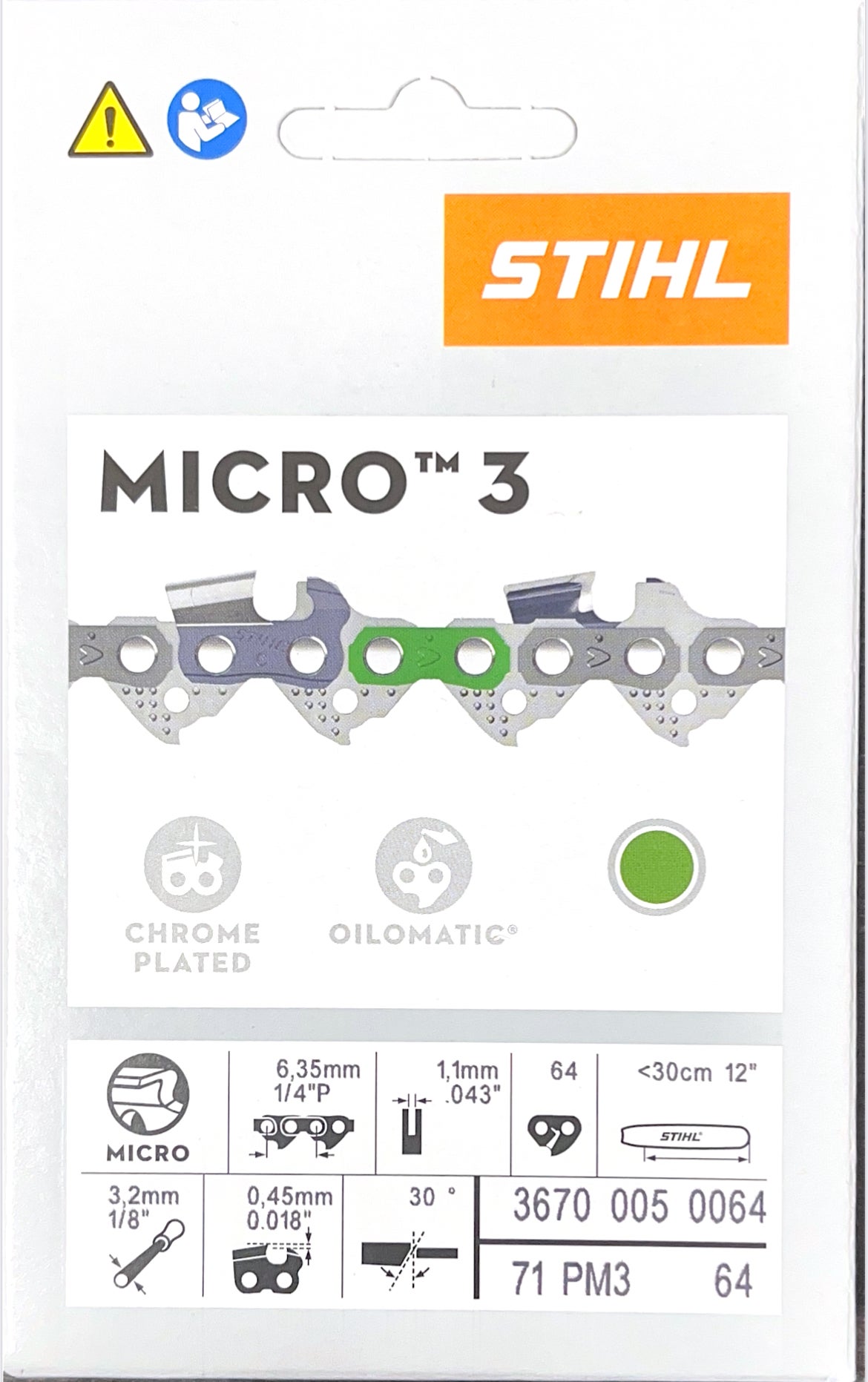 Stihl Oilomatic PICCO MICRO 3 Chainsaw Chain | 12" | 71 PM3 64 | East ...